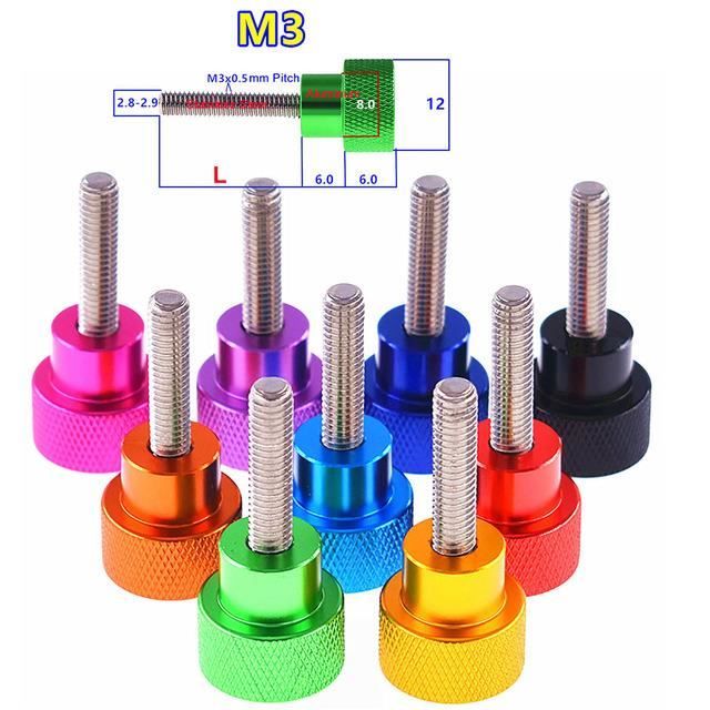 VIS,M3-6mm-Purple--Vis à tête moletée métrique M3 en aluminium anodisé, 3 pièces, 12x6mm ...