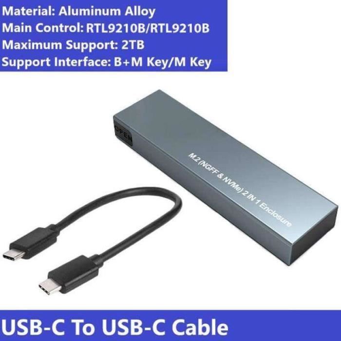 CS-17099-Double Protocole M.2 NVMe Cas USB C Gen2 10gbps PCIe SSD. M2 ...