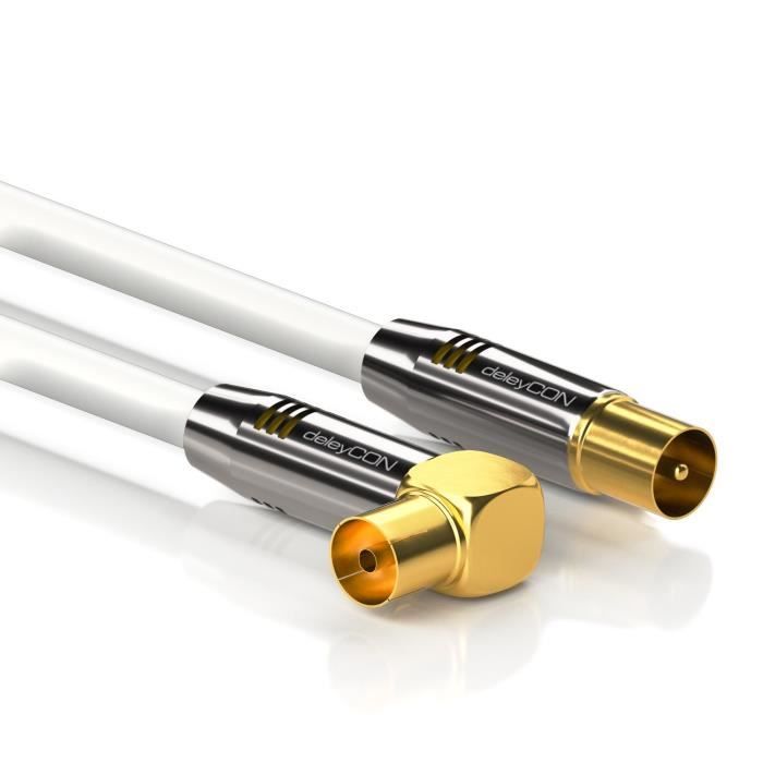 1M Câble D'Antenne De Télévision Hdtv Full Hd 1X Coudé Câble Coaxial Tv ...