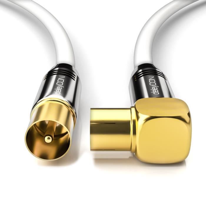 1M Câble D'Antenne De Télévision Hdtv Full Hd 1X Coudé Câble Coaxial Tv ...