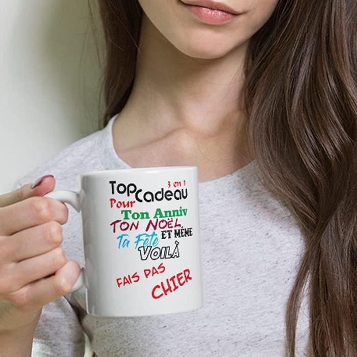 Mug Humour Cadeau Anniversaire Noël Fête 3 En 1 Fais Pas Chier Tasse Céramique Qualité Idée ...
