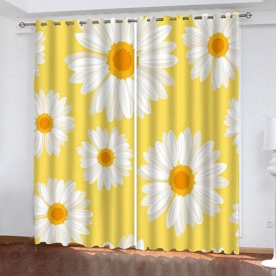 Motif Floral Rideau Occultant Oeillet Jaune 3D Motif Isolant Thermique ...