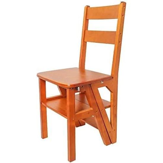 Escabeau Bois Massif Pliant Échelle Chaise Double Usage Escabeau 4 ...