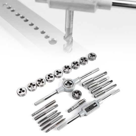 Cikonielf Jeu de tarauds et filières filetés Ensemble de tarauds et matrices, outil industriel ...