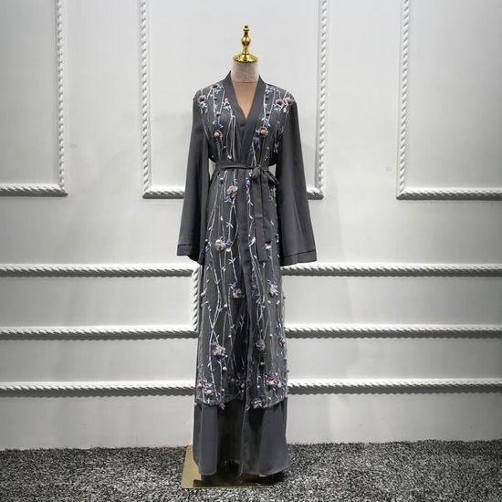 Ramadan Eid Mubarak broderie Abaya turquie Kimono Cardigan Hijab Robe musulmane Islam vêtements ...