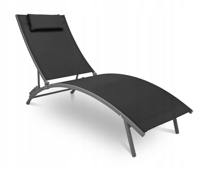 Chaise longue réglable, chaise longue Bali 4 niveaux noire MEGA ...