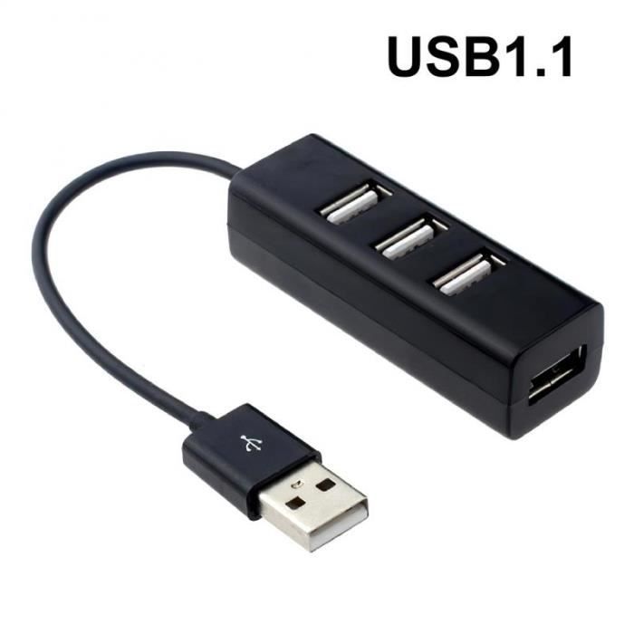 Usb1.1 noir - Mini adaptateur HUB USB 2.0, 4 ports, noir, haute vitesse ...