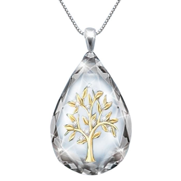 Collier de fête en cristal Transparent pour femmes, pendentif en forme ...