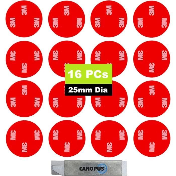 3M Ruban Adhésif Double Face Extra Fort, Solide Tampons Adhésifs De Montage, 16 Pcs (Dia 25 Mm ...