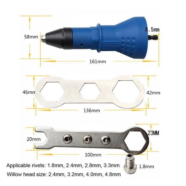 Bleu - 7 outils de rivetage'écrou à Riveter électrique sans fil ...