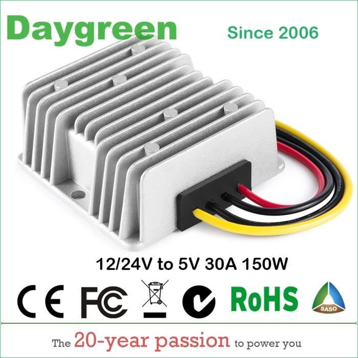 12V 24V TO 5V 30A -Convertisseur régulateur de voiture 12V 24V à 5V 3A 5A 10A 20A 30A 40A 50A ...