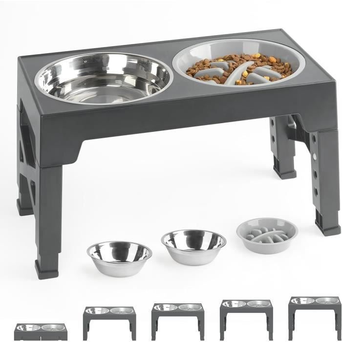 Gamelles Surélevées de 5 Hauteurs Ajustables, Support avec Gamelle Anti ...