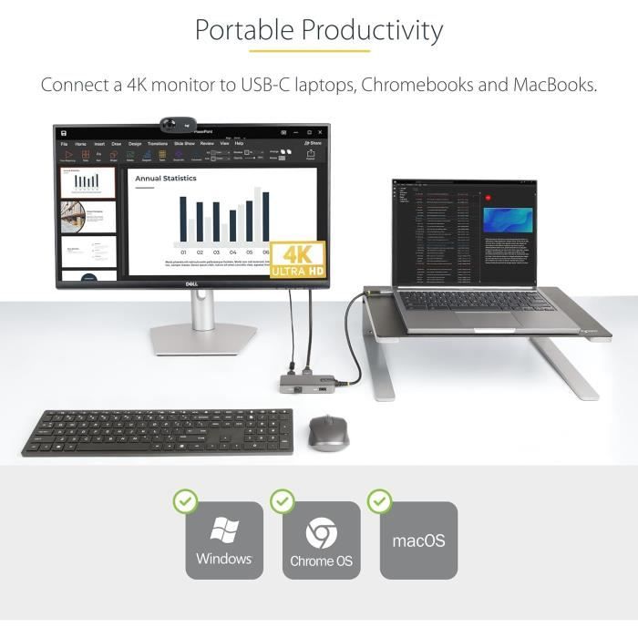 Startech.Com Adaptateur Multiport Usb-C - 4K 60Hz Hdmi Avec Hdr - Hub ...