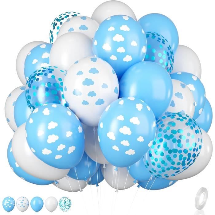 Ballons Nuages Bleus Et Blancs,12 Pouces Bleu Clair Blanc Avec Ballon Imprimé Nuages Ballons ...