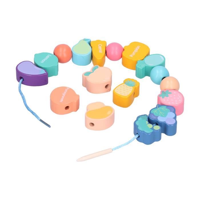 Fafeicy Jouet de perles d'enfilage Corde en bois perles à fileter ...