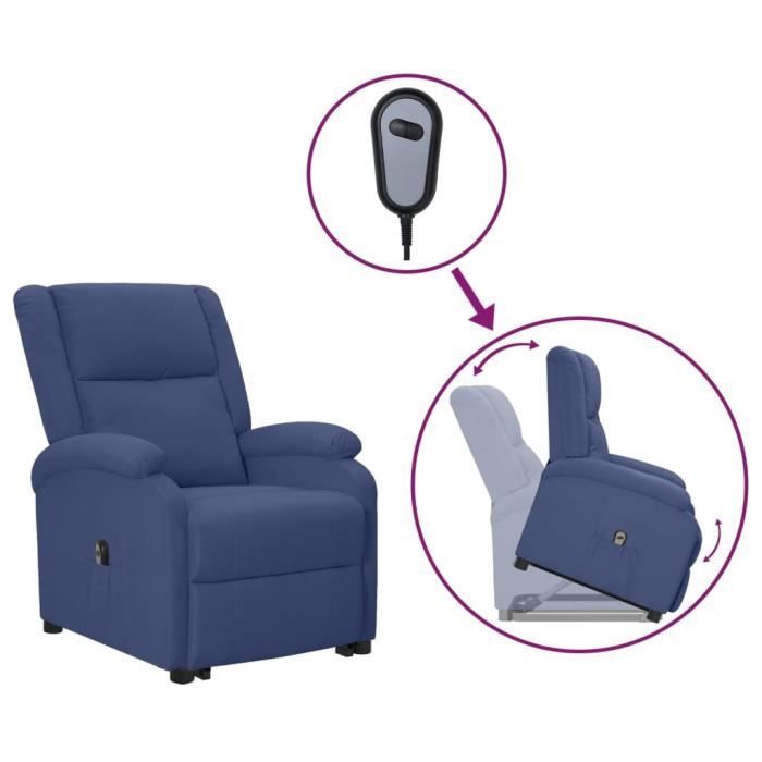 LES Fauteuil inclinable Bleu Tissu A3100366 - Cdiscount Maison