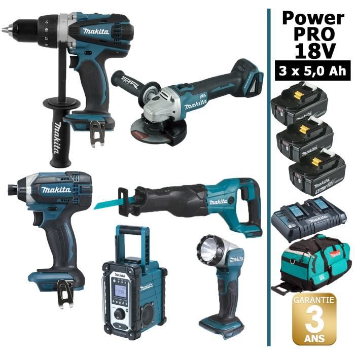 Pack de machines outil - Makita - Power PRO 6 outils 18V: Perceuse ...
