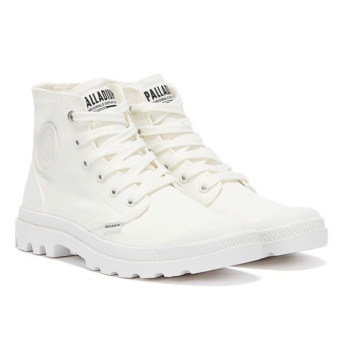 Palladium Pampa Hi Mono — Bottes femme hautes blanches en toile ...