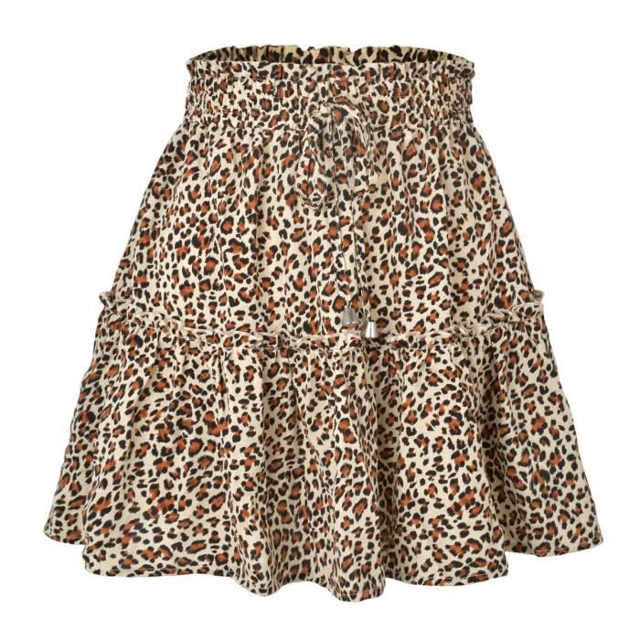Leopard Une Ligne Mini Jupe Pour Les Femmes - ete Taille Haute Jupe ...