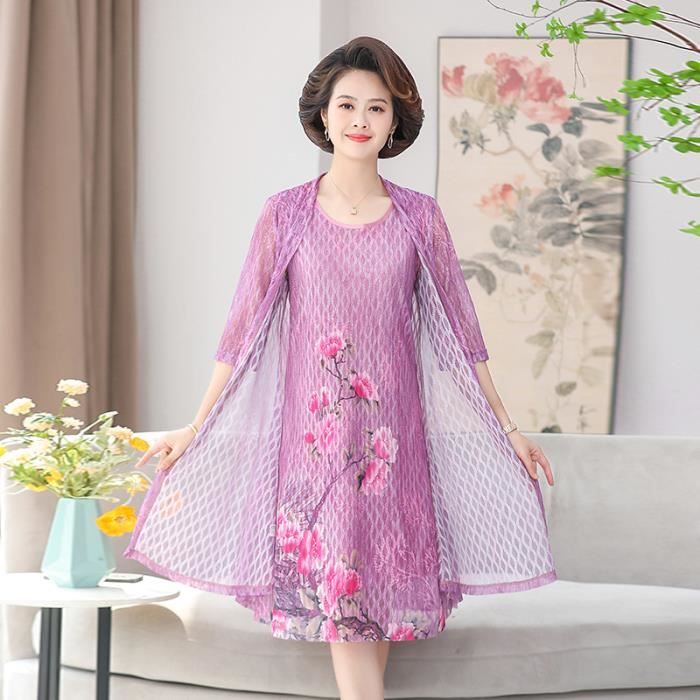 Robe femmes - Cardigan mi-longue en coton et lin - FR92XV 44 ...