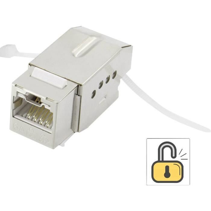 Module RJ45 encastrable Keystone CAT 6A avec verrouillage ...