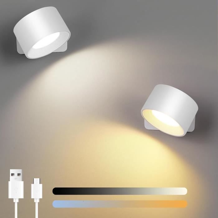Applique Murale Interieur 2Pcs, Lampe Murale Sans Fil, Rechargeable ... Applique Murale Interieur 2Pcs, Lampe Murale Sans Fil, Rechargeable ...