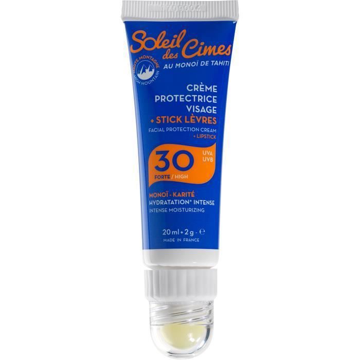 Crème Solaire Protectrice Visage + Stick Lèvre SPF30 - SOLEIL DES CIMES ...
