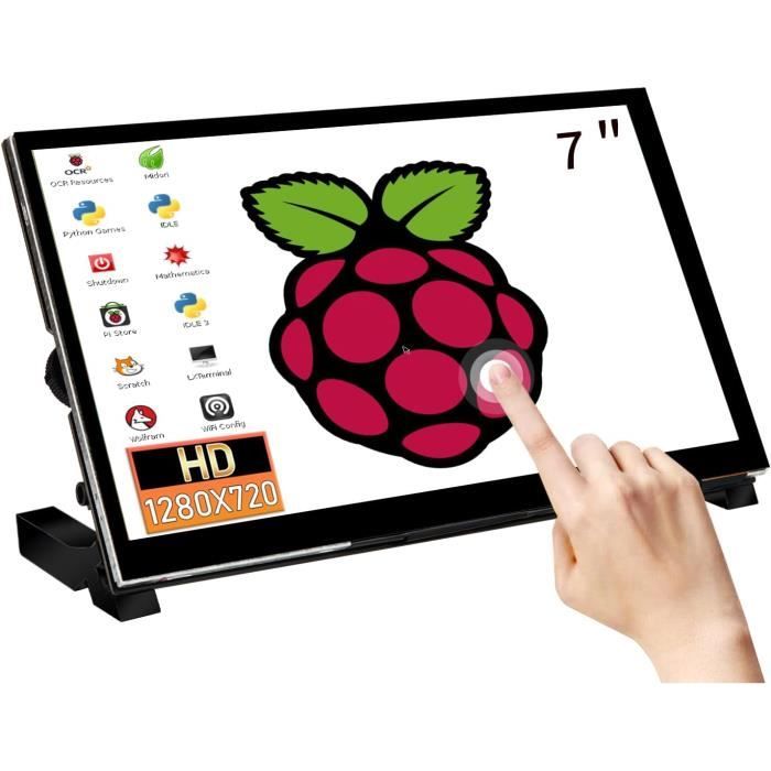 Raspberry Pi Écran Tactile 7" 1024X600 Usb Alimenté Par Hdmi Ips 178° Avec Haut-Parleurs Arrière ...