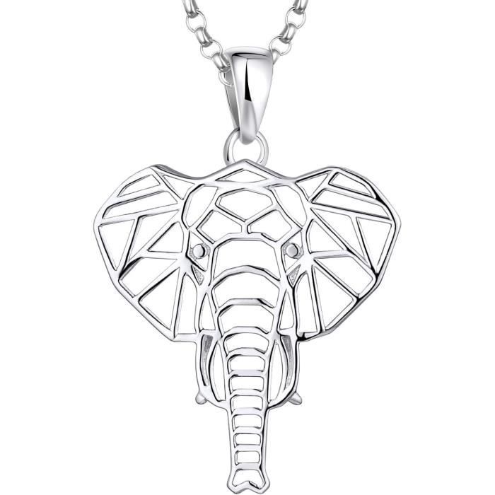 Jo Wisdom Collier Pendentif Éléphant Chanceux Argent 925-1000 Femme ...
