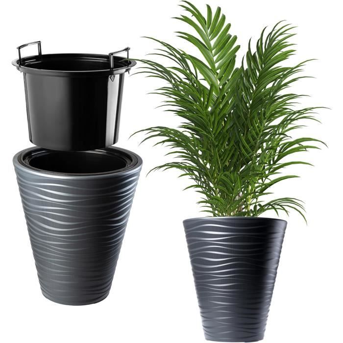 Pot de fleur-pot rond pour intérieur et extérieur, plastique, résistant ...