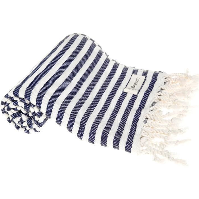 100% Coton - Malibu Serviette Turque - Drap De Bain, Serviette De Plage - Fouta Peshtemal - Bleu ...
