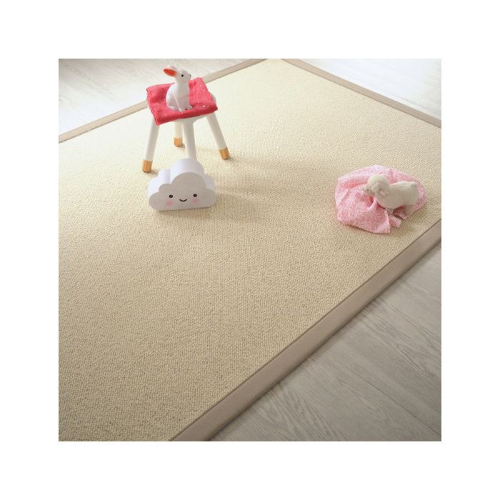 Tapis pure laine - Latoon écru - Ganse coton grège - 200 x 290 cm ...