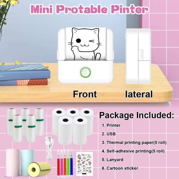 GuKKK Imprimante Photo Portable, Mini Imprimante Photo Instantané sans ...