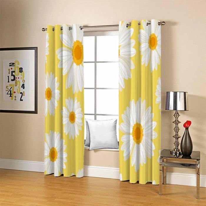 Motif Floral Rideau Occultant Oeillet Jaune 3D Motif Isolant Thermique ...
