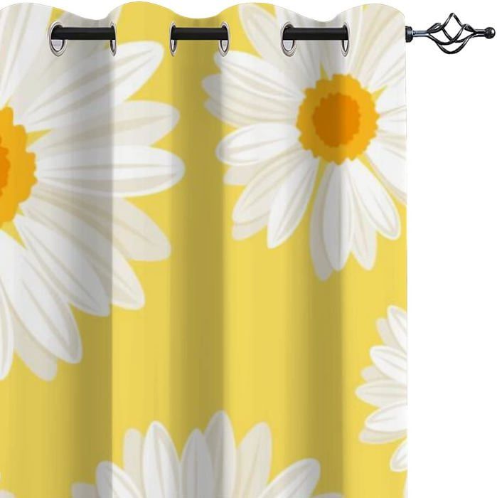 Motif Floral Rideau Occultant Oeillet Jaune 3D Motif Isolant Thermique ...