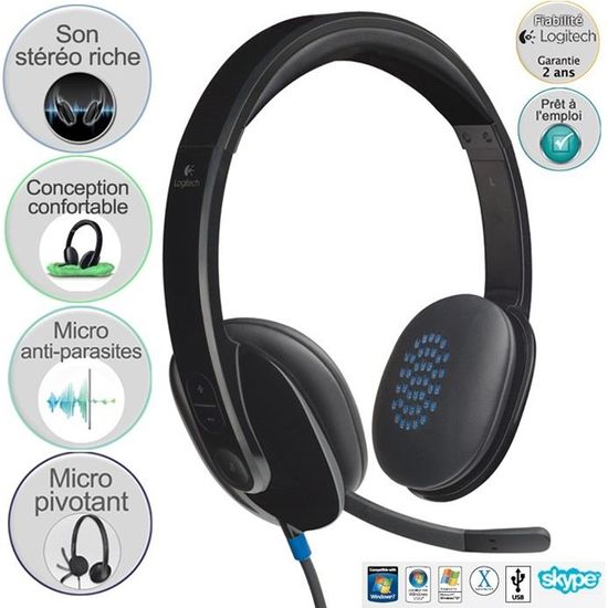 Logitech casque filaire USB Stereo - H540 - Cdiscount Informatique