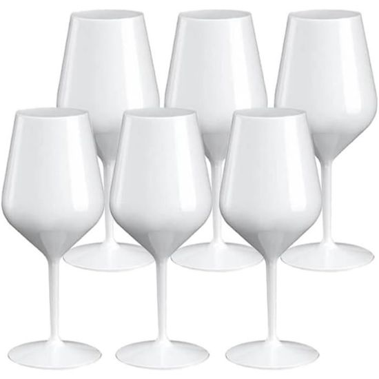 Verre À Vin Wine Cocktail Incassable 47Cl Couleur Blanc - Lot De 6 ...