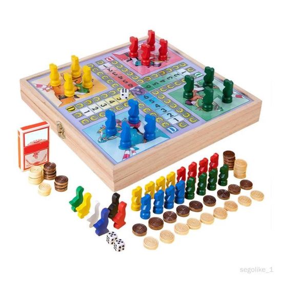 Jeu d'oie pliable éducatif en bois - Marque - Modèle - Mixte - 4 jeux ...