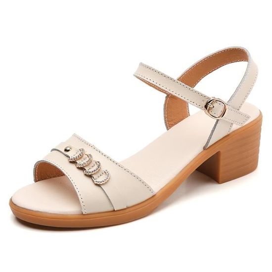 Sandales Femme Compensées Rétro en Textile Blanc - Marque - Modèle ...