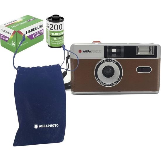 AgfaPhoto Kit Appareil Photo analogique 35 mm Marron (Film + Batterie ...