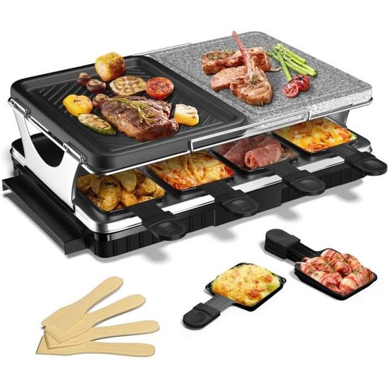 Raclette 8 Personnes Appareil a Raclette avec Pierre Naturelle ...