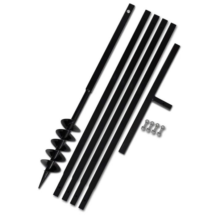 Tarière de sol avec manche 100 mm et tube d'extension 5 m Acier ...