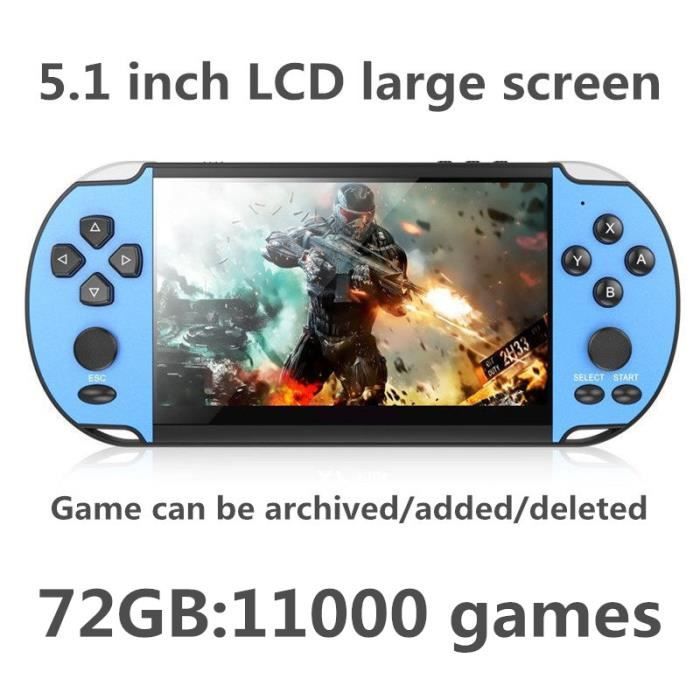 5.1 72G Bleu-Console De Jeu Couleur Multifonction, 5.1 Pouces, 11000 Jeux Rétro Intégrés, Jeu ...