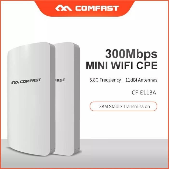 Mini pont répéteur Wifi CPE CF-E113A, 5GHz, 300Mbps, 2 pièces, pour l'extérieur, extension de ...