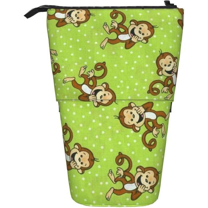 Green Clever Monkey Trousse À Crayons Rétractable Avec Imprimé Singe ...