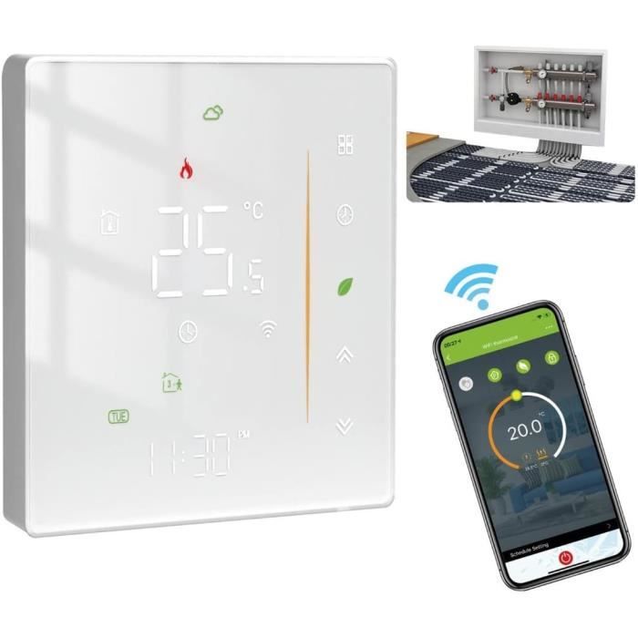 Thermostat Wifi Moes pour Chauffage au Sol et Eau 3A - Programmable et Compatible avec Alexa et ...