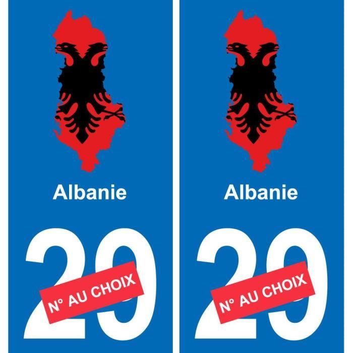 Albanie carte drapeau autocollant sticker plaque immatriculation auto voiture département ...