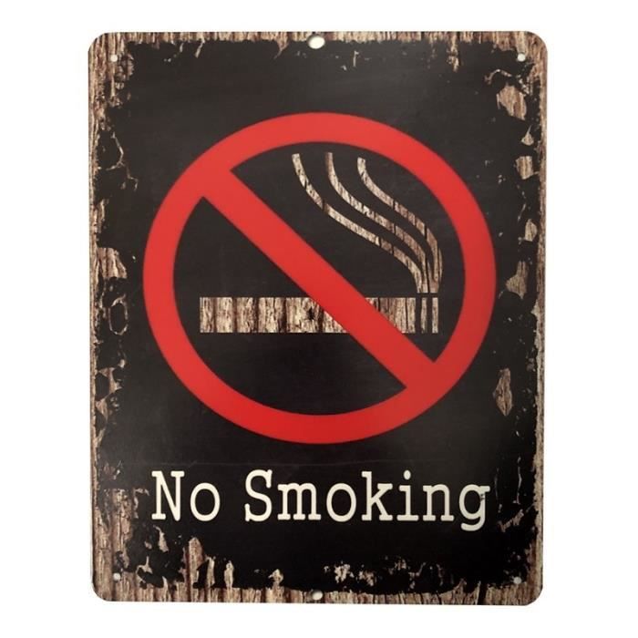 Plaque Déco Plaque Murale Métal Fer No Smoking Interdit de fumer 25 cm ...