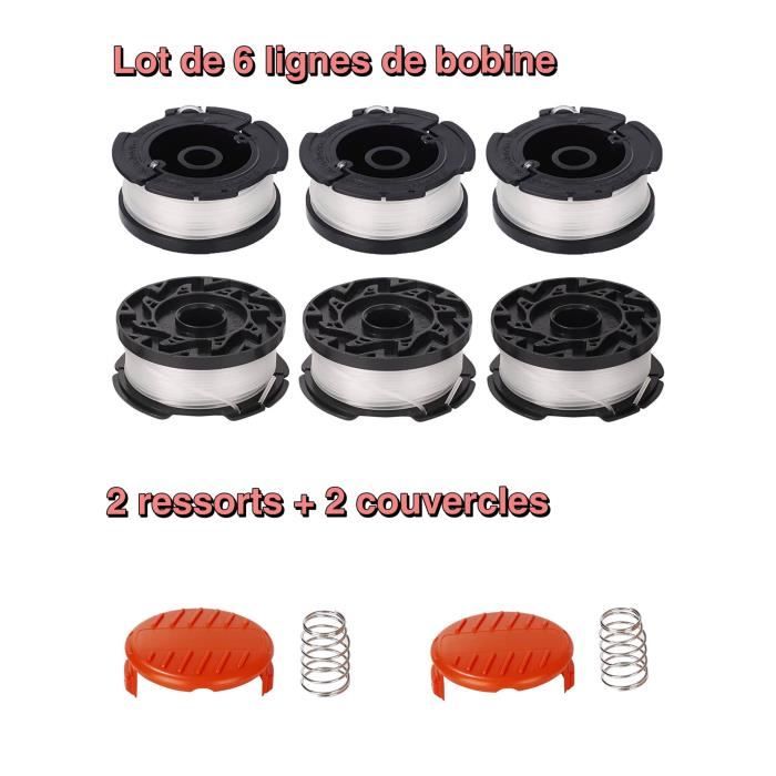 Lot de 4Pcs Ligne de bobine de remplacement de coupe-bordures avec 2 ressorts et 2 couvercles de ...
