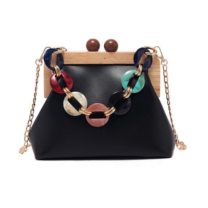 Sacoche T1OTN Women Shoulder Bags PU Handbag Vintage Clip Clutch Bag ...